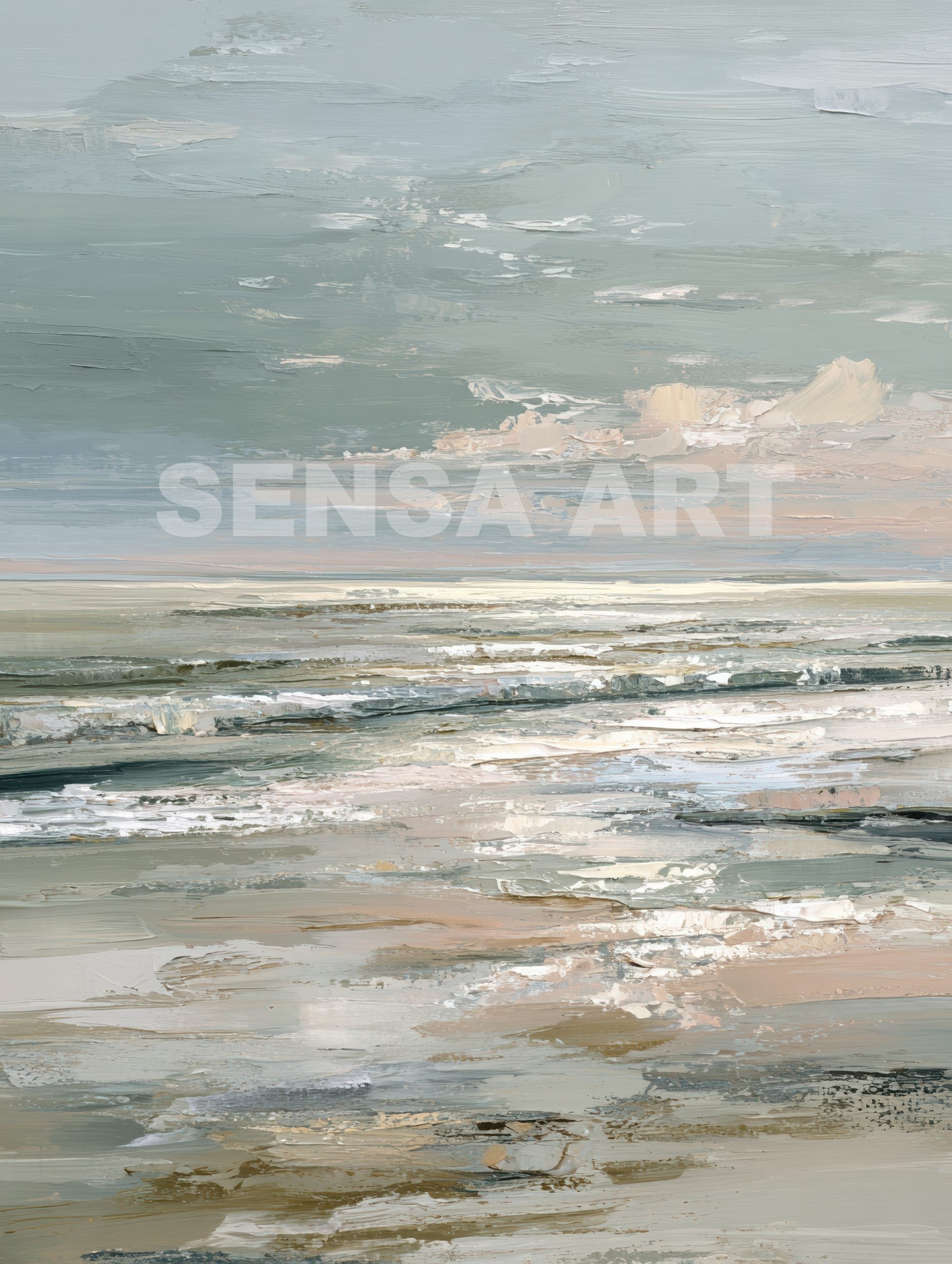 Cuadro Abstracto Paisaje Costero Moderno Fading Waves