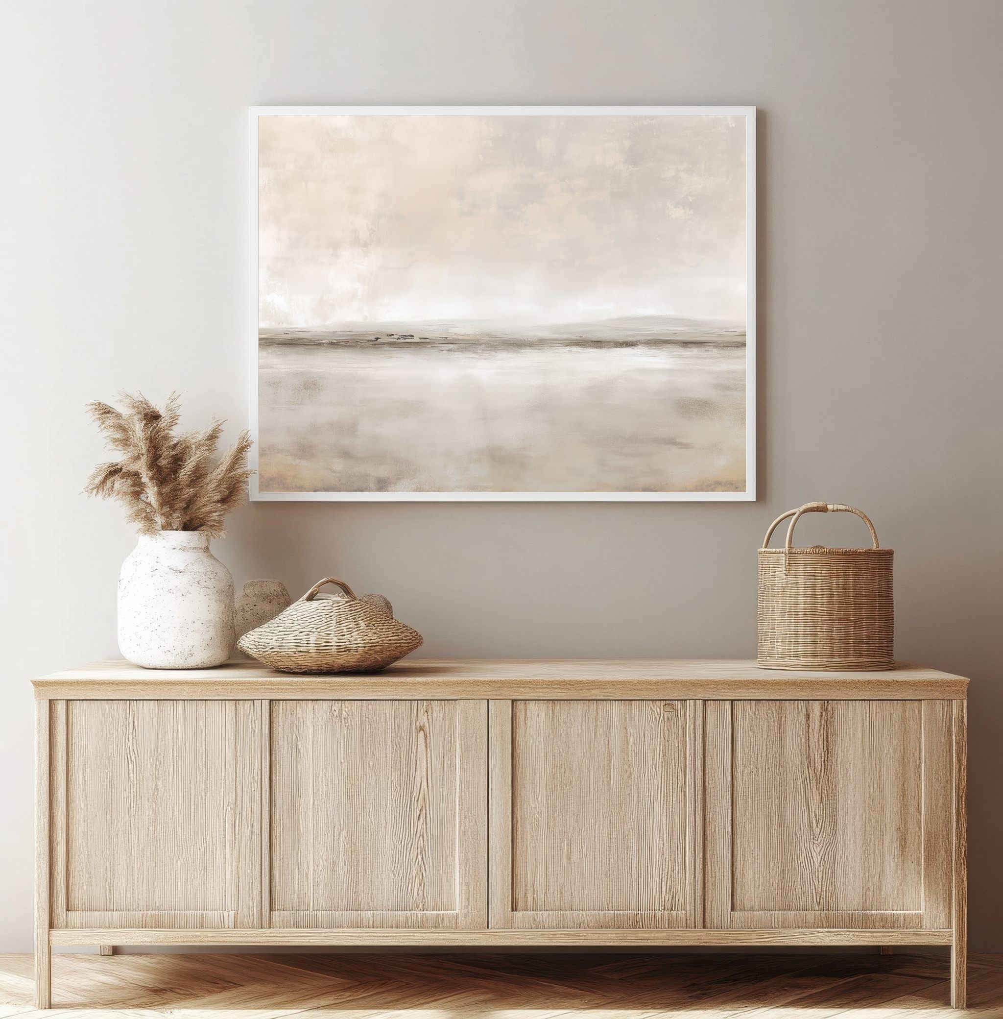 Cuadro Abstracto Minimalista Tonos Beige Calm Fields