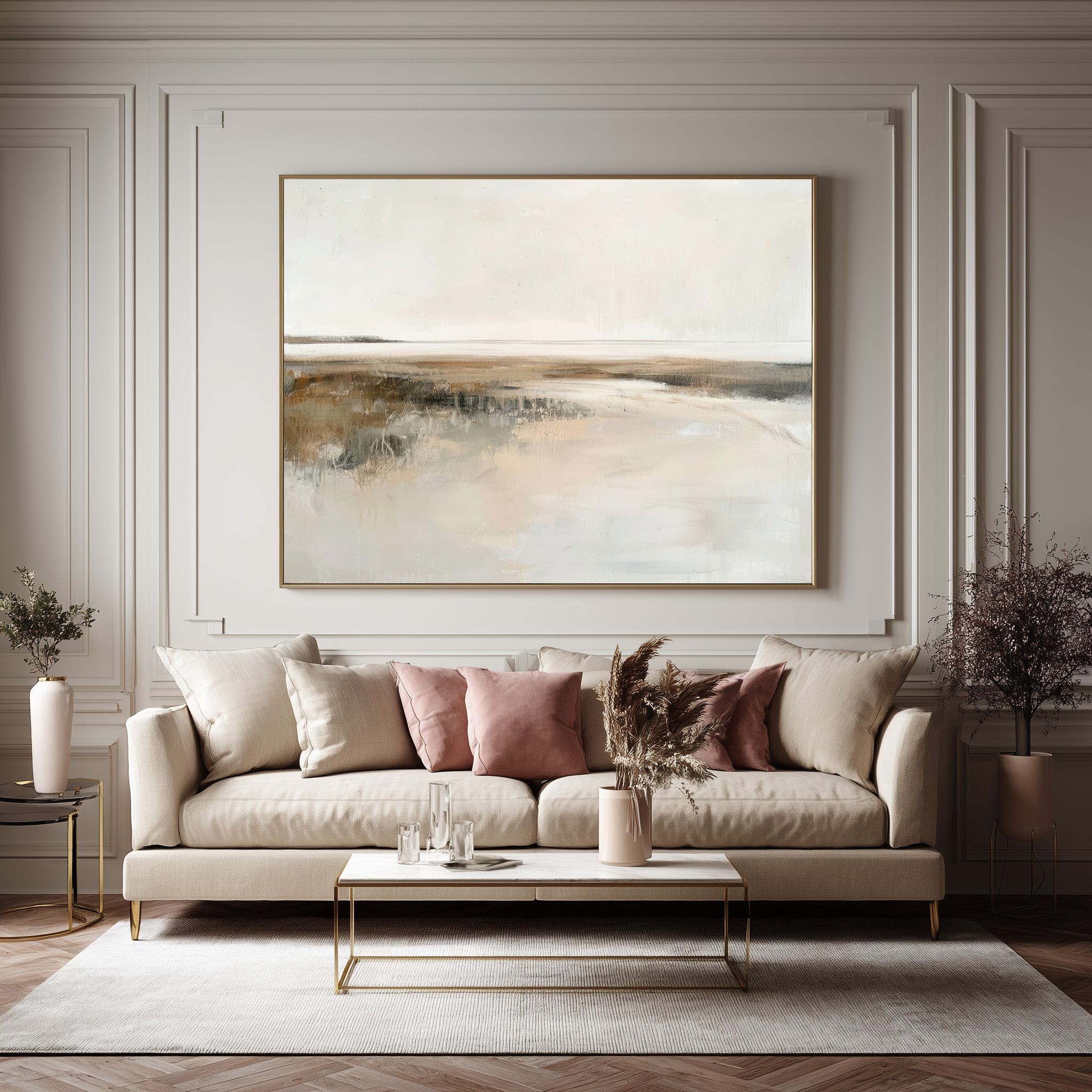 Cuadro Abstracto Tonos Beige Serene Balance